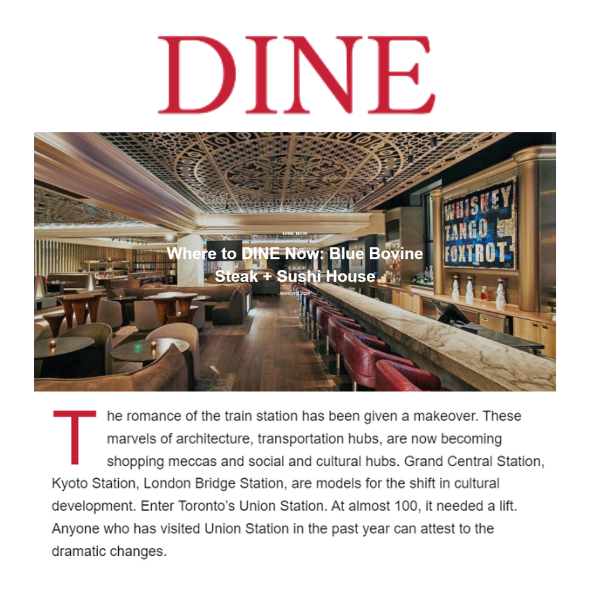 Press Highlights | Blue Bovine Steak + Sushi House Toronto